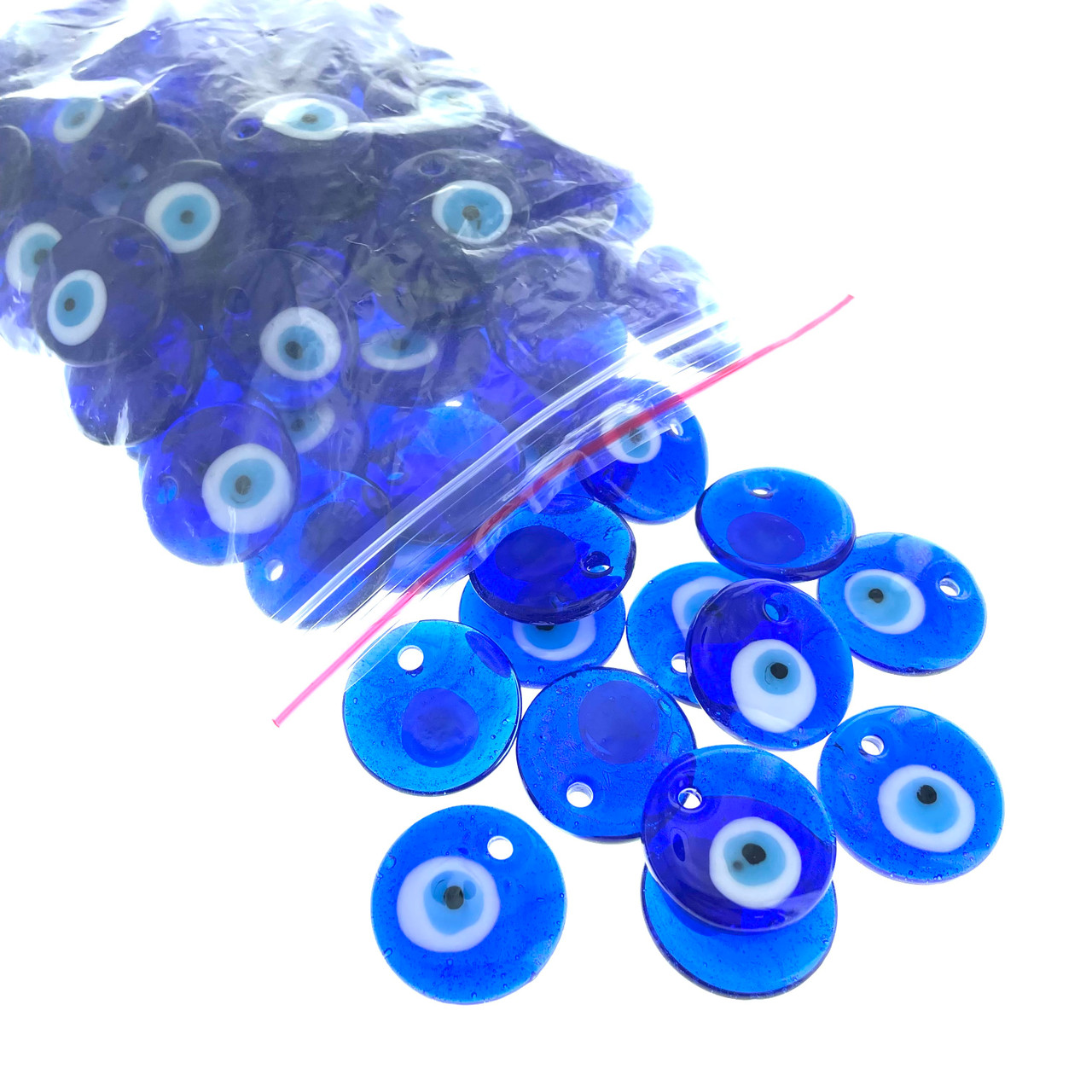 100 Pack 2.5cm Glass Evil Eye Beads - Paykoc Imports, Inc.