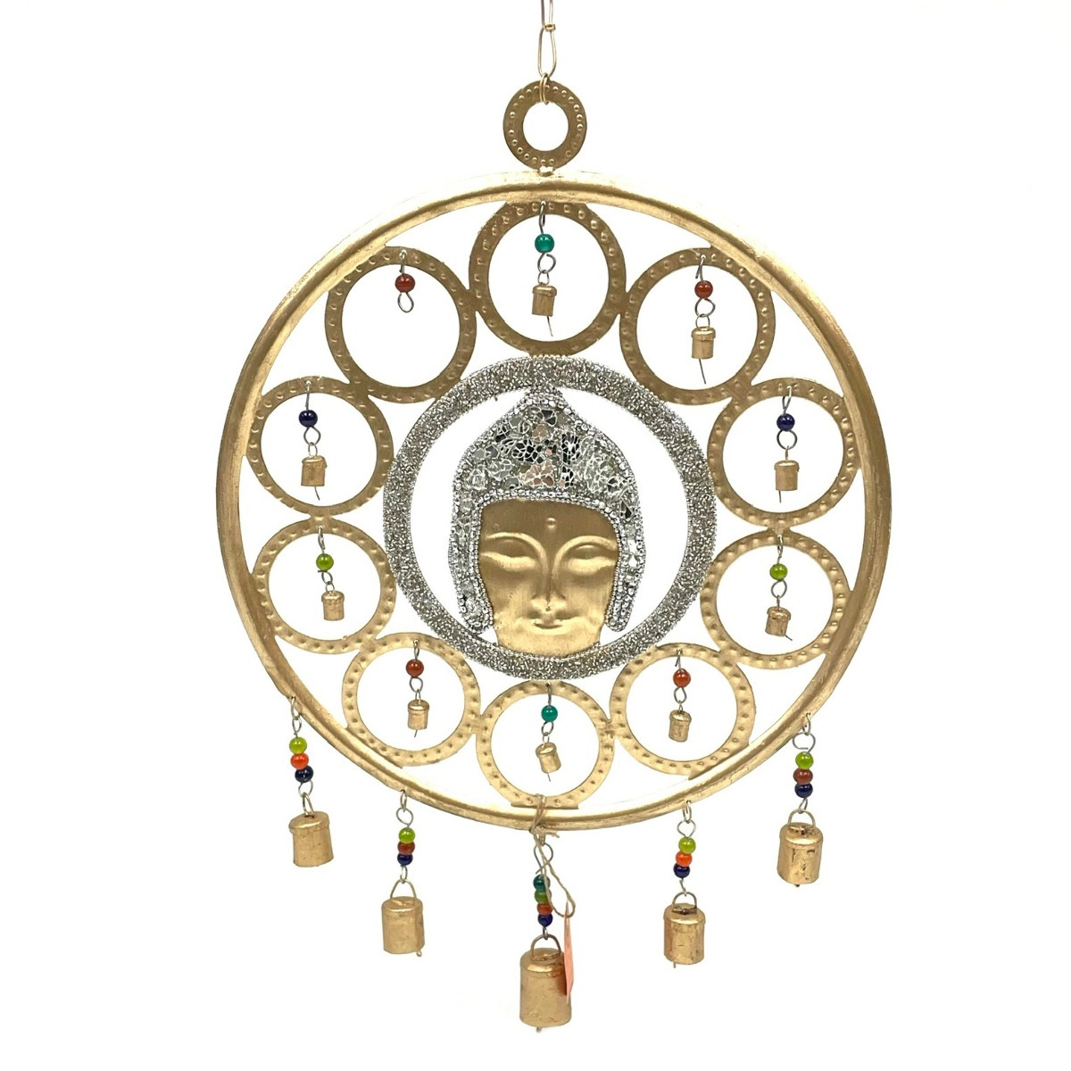 Buddha Face Metal Chime Metal 41"x13" - Paykoc Imports, Inc.