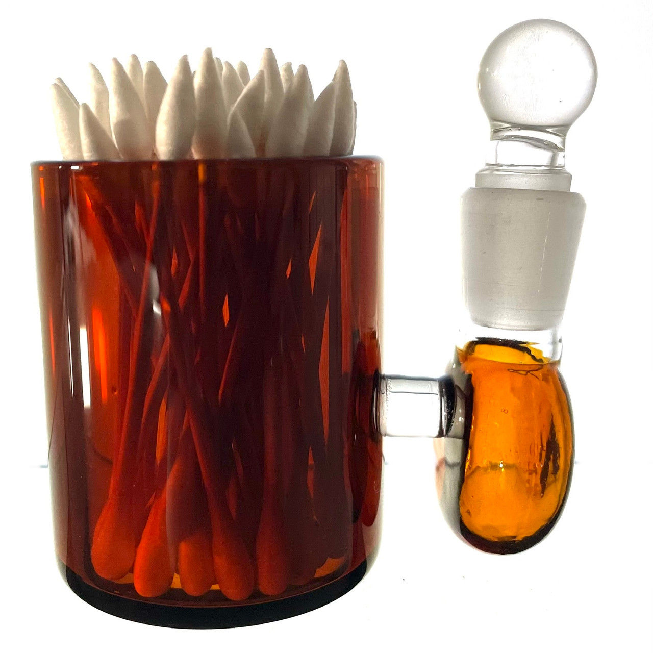 Amber Large 3" Heady Glass Cotton Swab Q-Tip Holder / Alcohol ISO ...