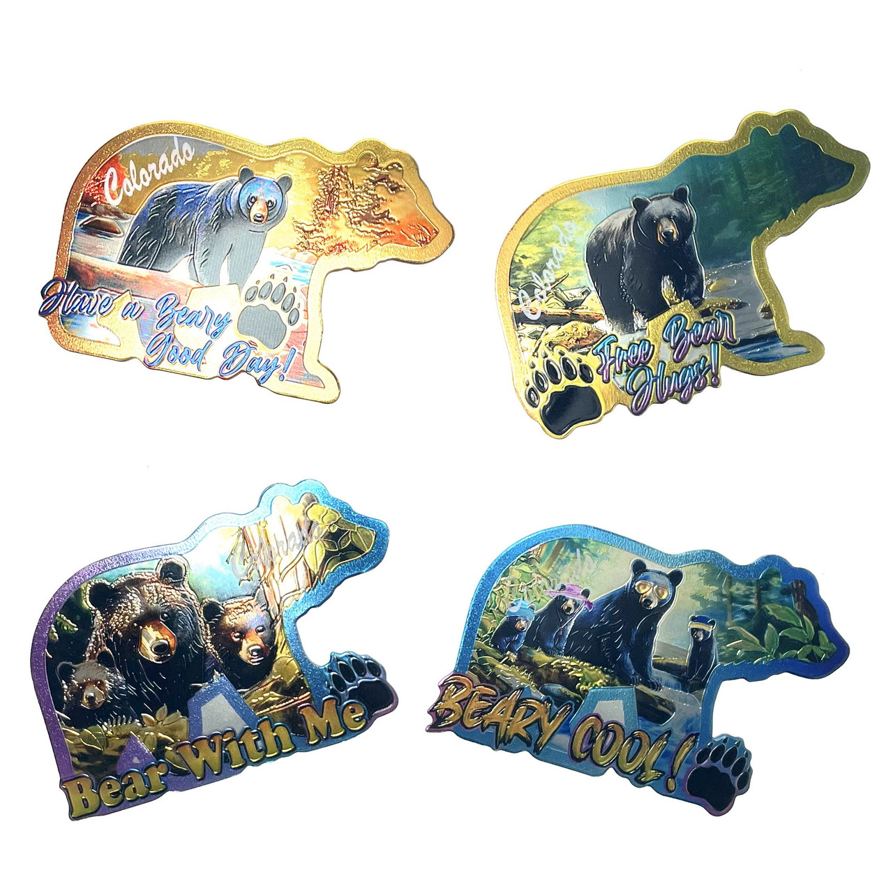 Bear Shaped Bear Foil Magnet 1 Count Assorted - Paykoc Imports, Inc.