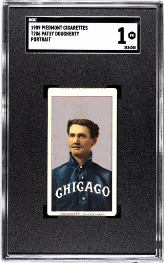 1909 T206 Patsy Dougherty Portrait Piedmont 150 SGC 1 Miscut