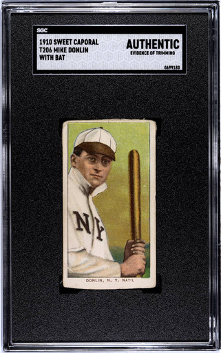 SGC Authentic 1910 T206 Mike Donlin Sweet Caporal 350 With Bat Factory ...