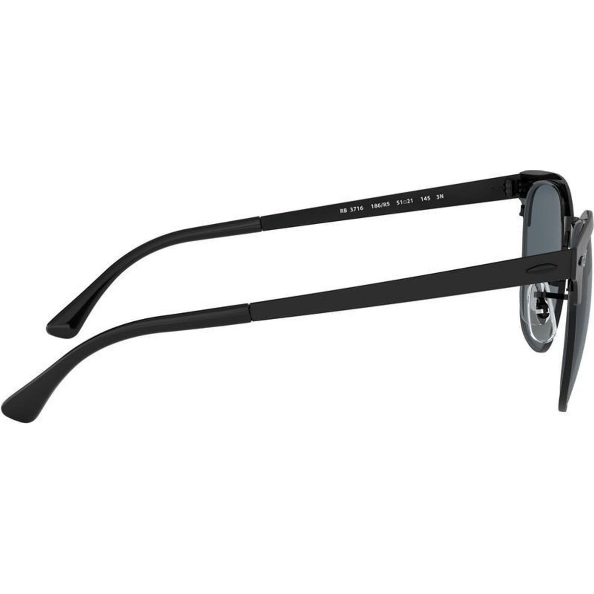 Ray-Ban Clubmaster Metal RB3716 Sunglasses Matte Black/Blue