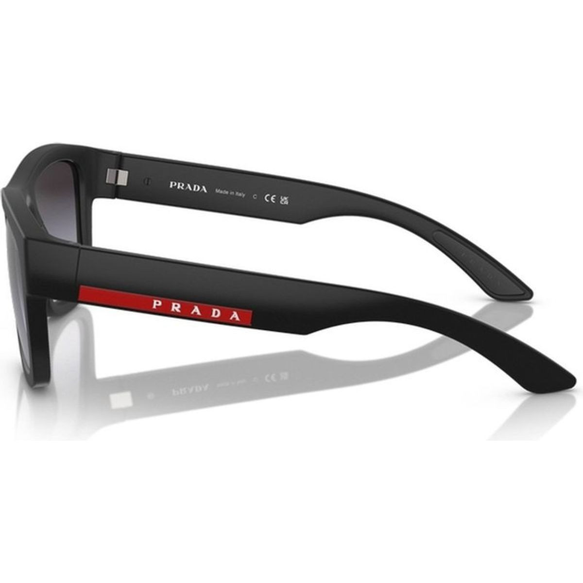 Shop Prada Linea Rossa PS01ZS Sunglasses Matte Black/Grey
