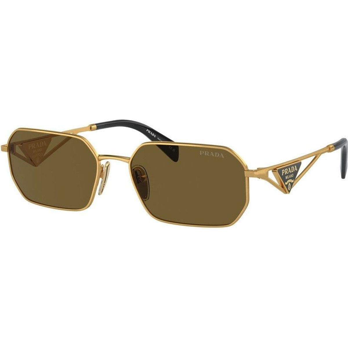 Prada Pra51s Matte Gold/Dark Brown Sunglasses | Afterpay