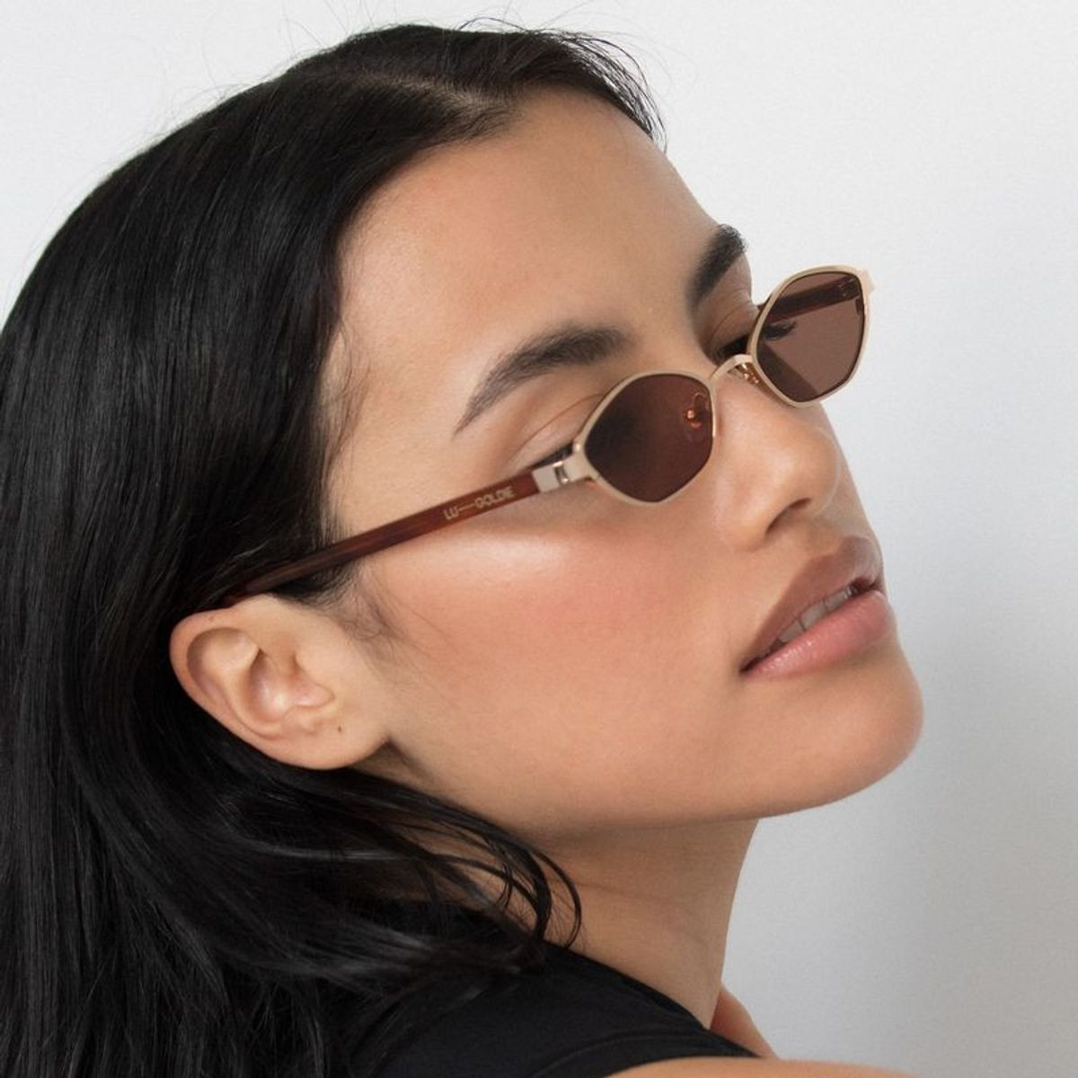 Shop the Lu Goldie Farrah Sunglasses Gold Chestnut/Brown