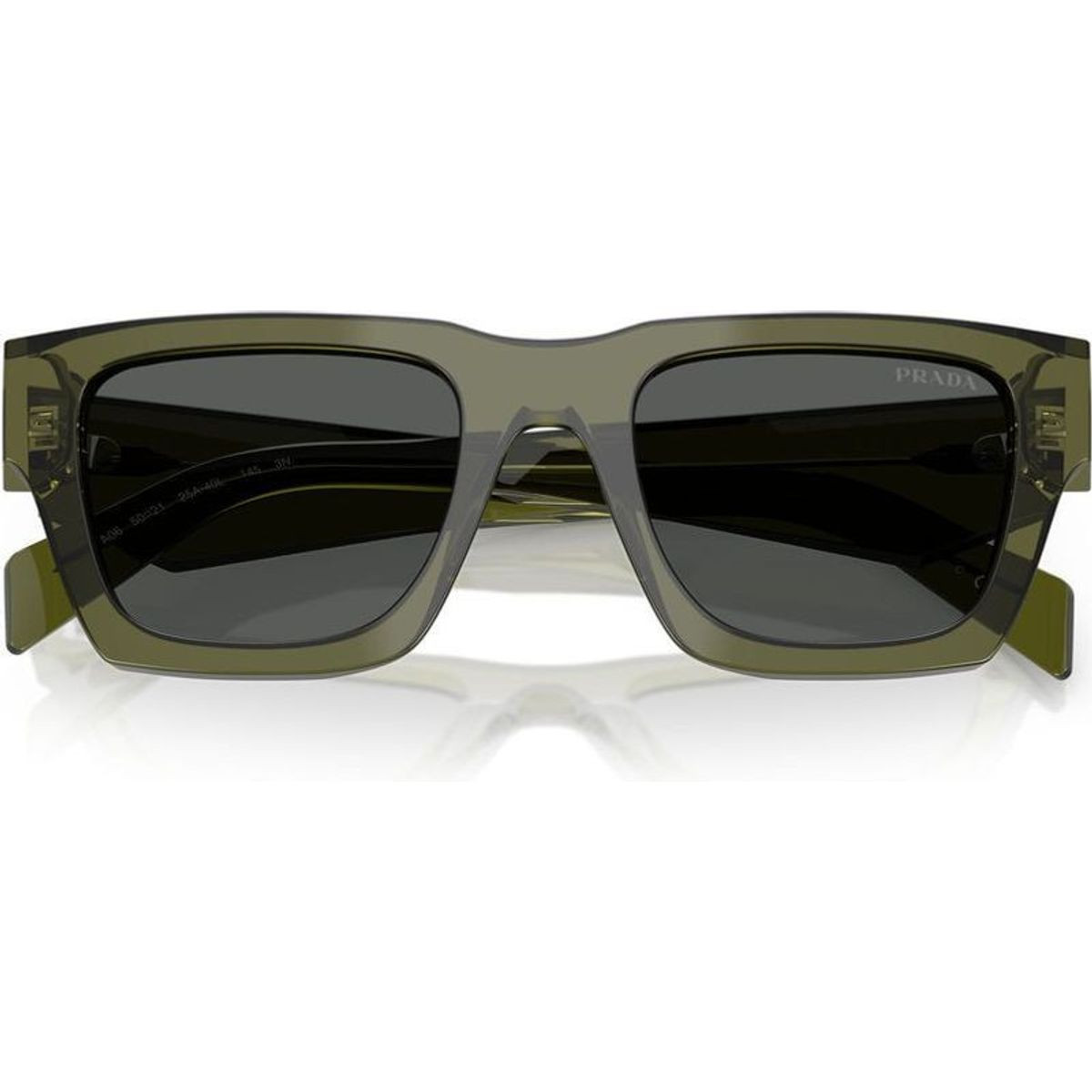 Shop Prada PRA06S Sunglasses Transparent Military/Dark Grey