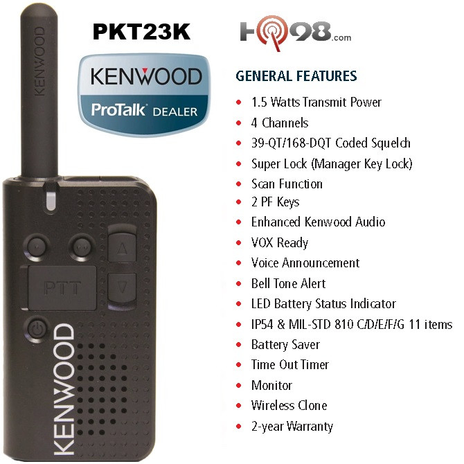 Kenwood ProTalk LT PKT23A UHF 4CH Low Cost Radio with Free Shipping ...