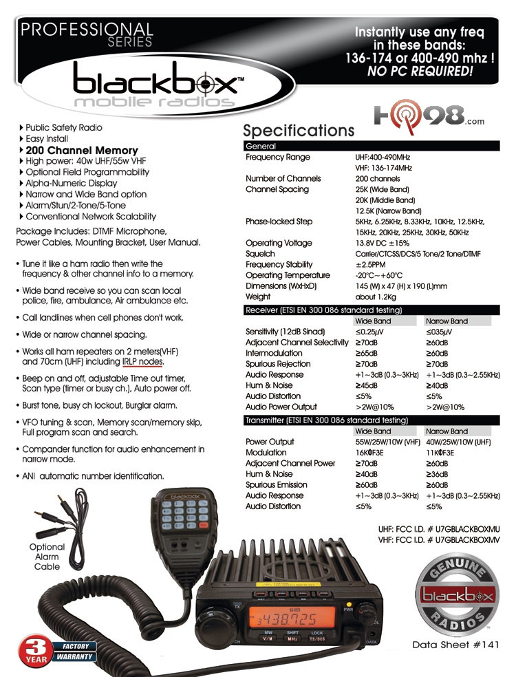 Blackbox Mobile High Powered 40w UHF Radio Public Safety Radio Long Range