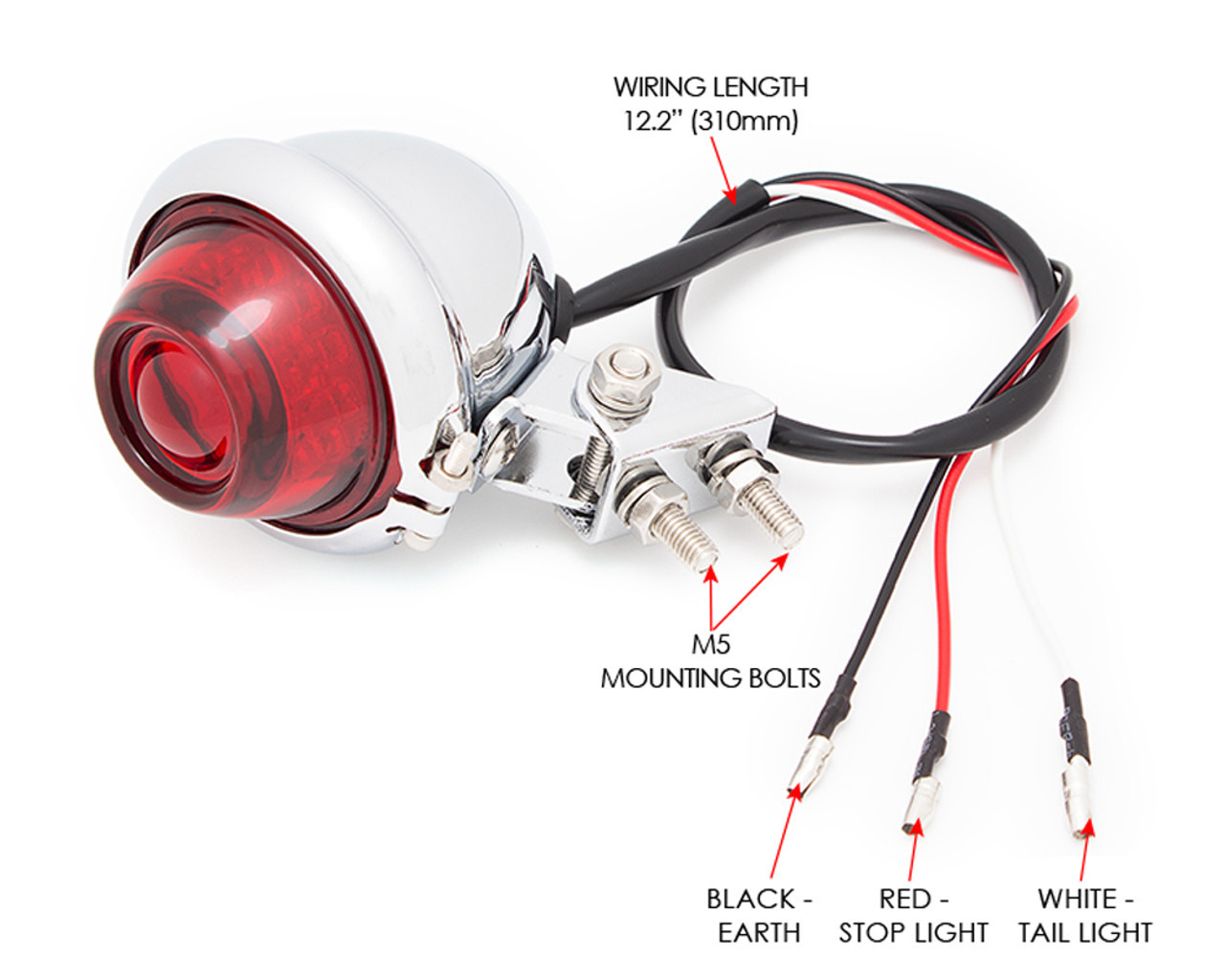 Motorcycle Chrome Alloy Tombstone LED Stop / Tail Light