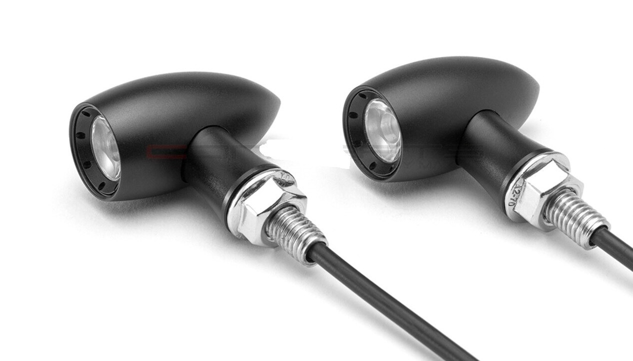 Black and Chrome Motorcycle LED turn Signal Amber