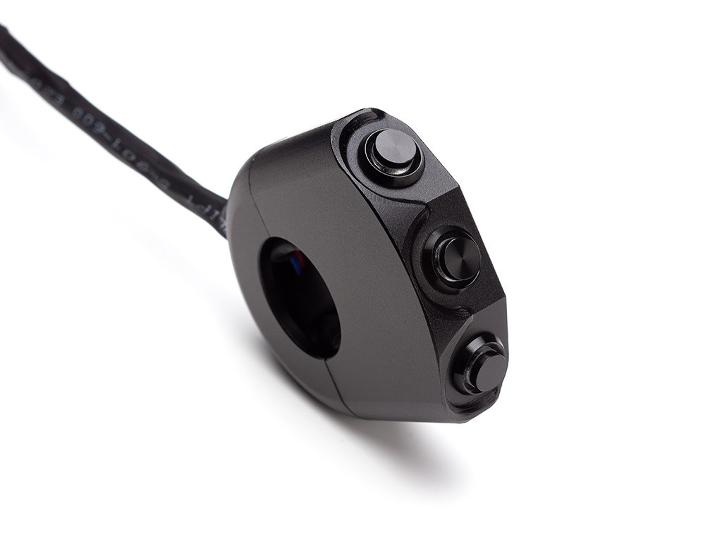 1" Black Billet Handlebar Mount Switch | Motorcycle | 3 Momentary Switches
