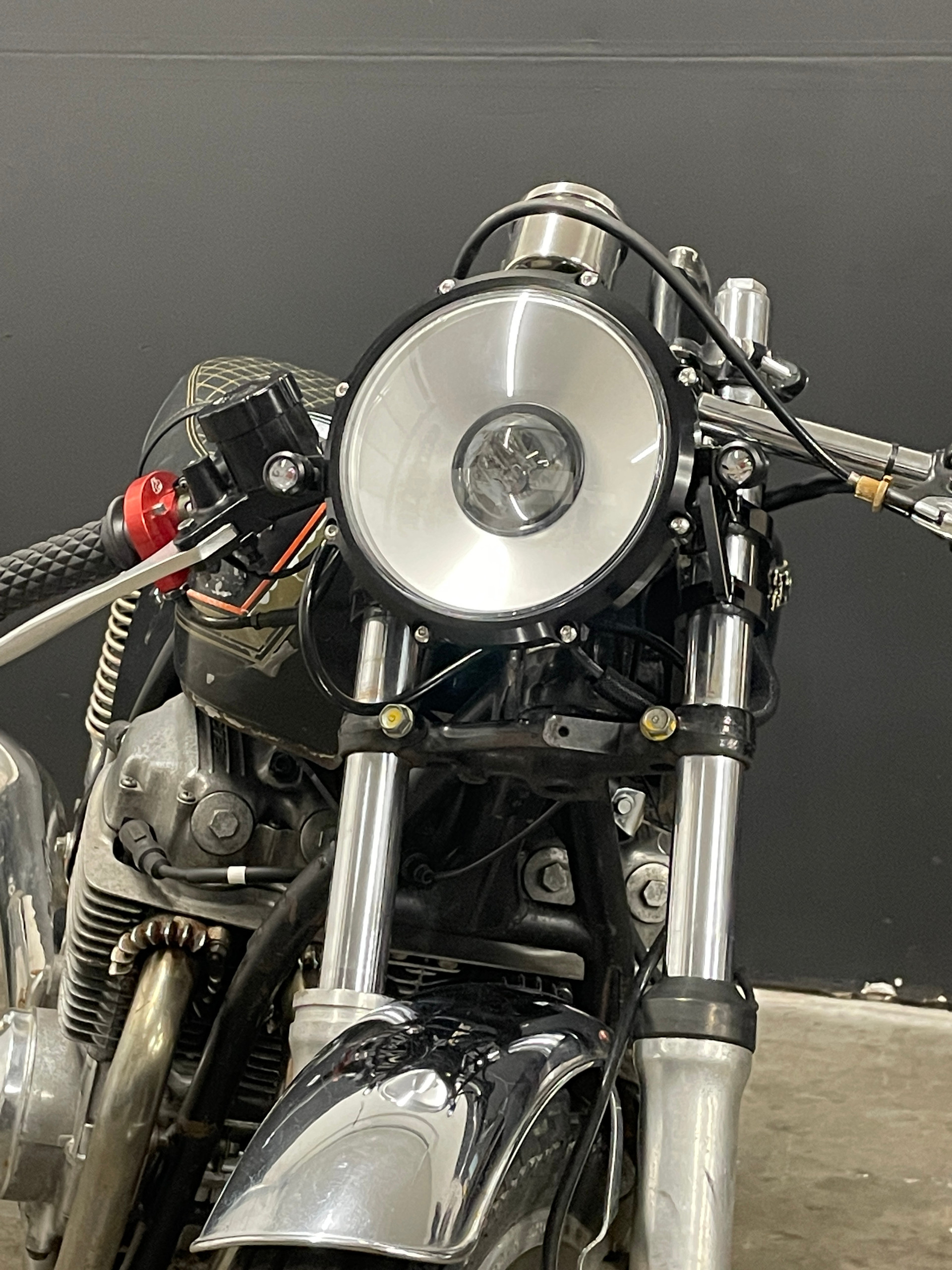 Motorcycle Cyclop Billet LED Projector Headlight kit w/ fork brackets 7 ...