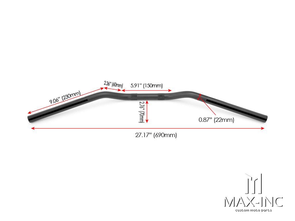 Motorcycle Drag Bars Black Alloy Cafe Racer Drag Bars - 7/8 (22mm)