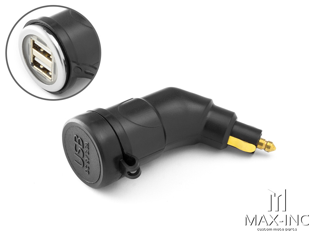 Hella Style DIN Male Plug | Twin USB Power Supply | Motorcycle USB Harness