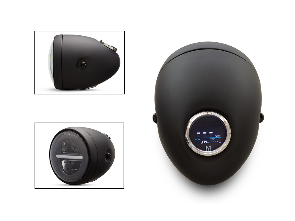 LED Teardrop Motorcycle Headlight GPS Speedometer | Simple Plug and Play