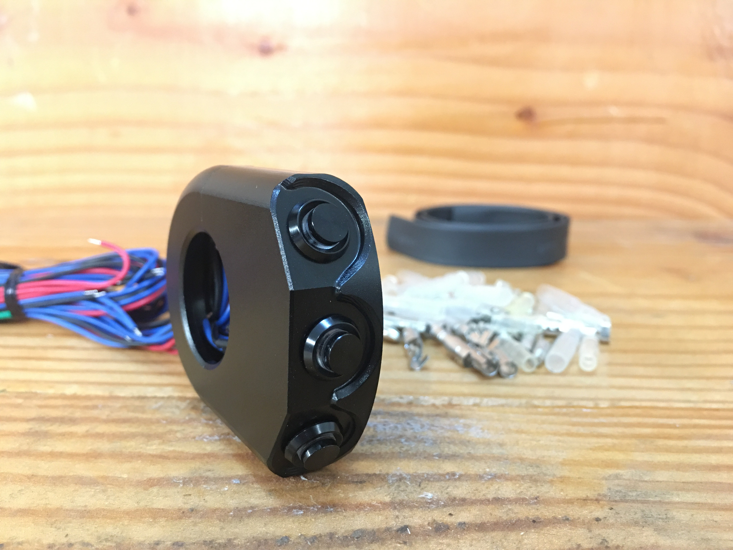 1" Black Billet Handlebar Mount Switch | Motorcycle | 3 Momentary Switches