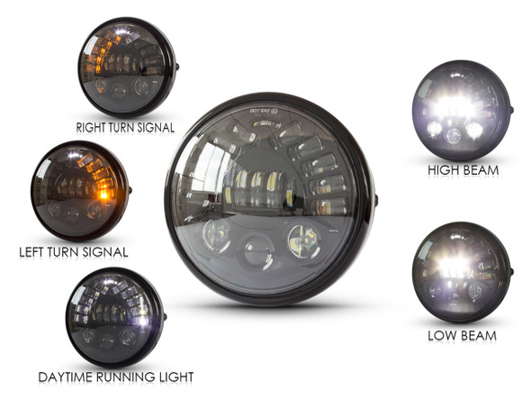 Motorcycle LED Complete 6 inch Headlight | Side Mount Motorcycle ...