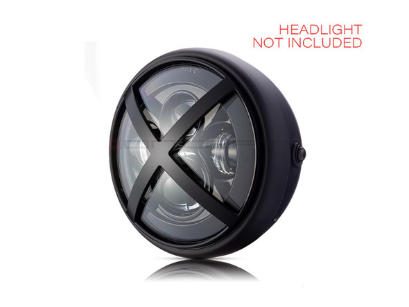 7 inch Black CNC Aluminum Headlight Guard Cover Flame