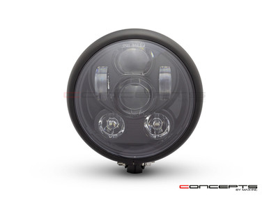 5.75" Bates Style Motorcycle LED Six Projector Matte Black Metal Headlight