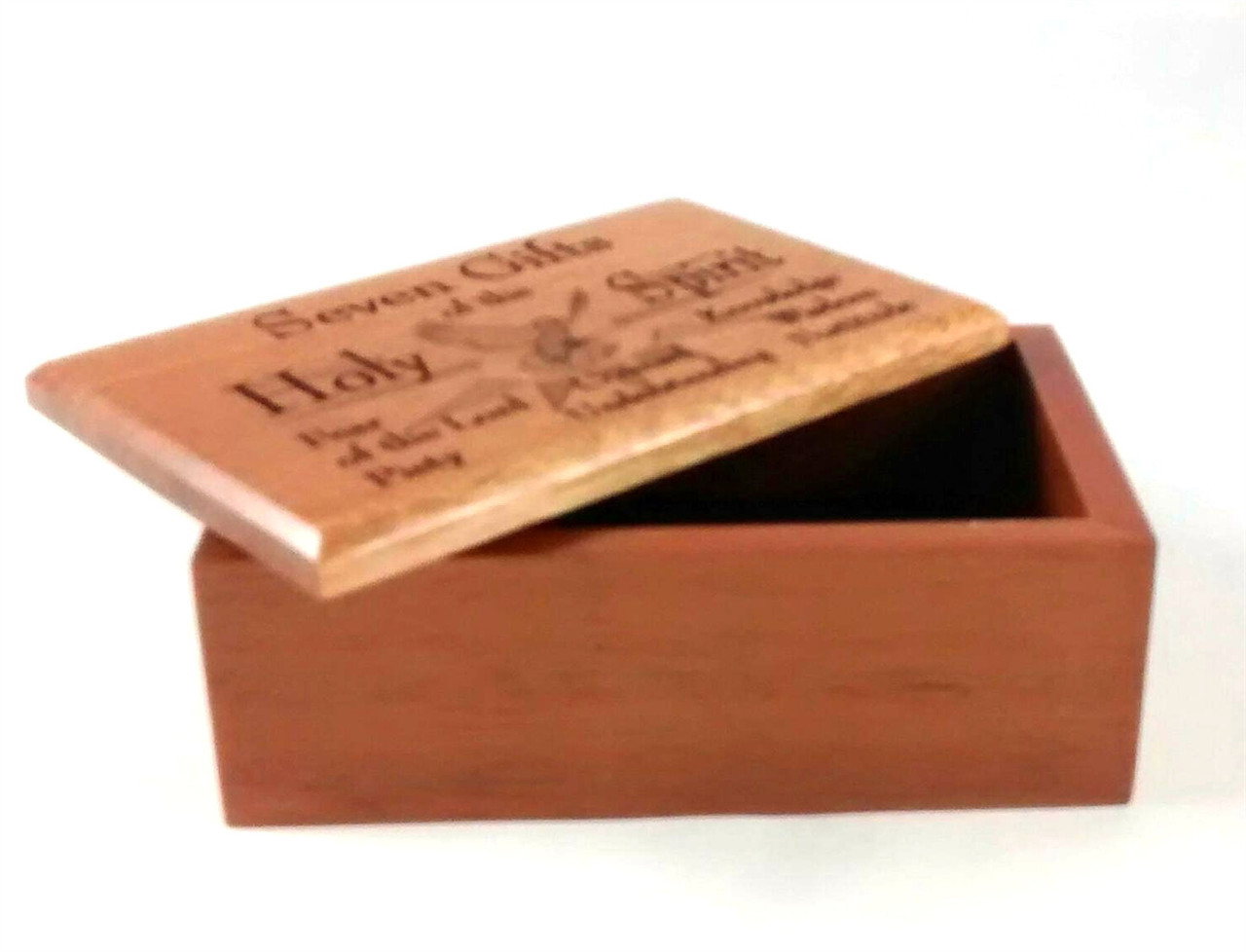 Seven Gifts of the Holy Spirit Mahogany Wood Keepsake Box N1513SG