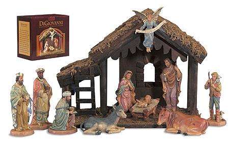 12-Pc Wood Stable Nativity Set 18023