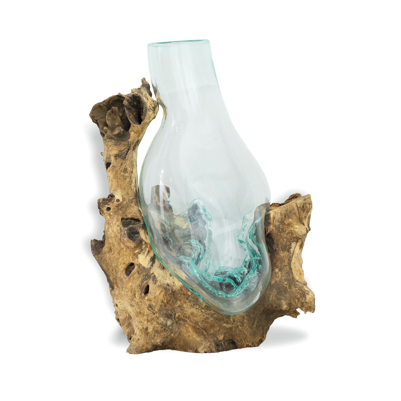Blown Glass Piece with Natural Wood Root Base G131