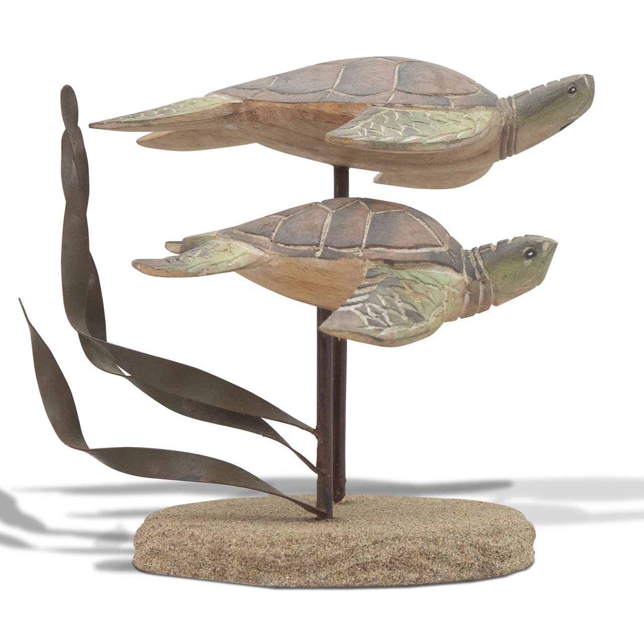 Sea Turtles Wood Hand Carved Tabletop C570