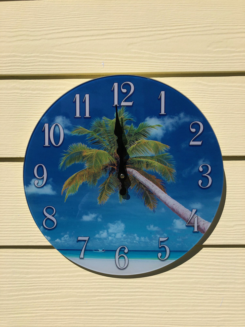 Glass Clock Palm Tree