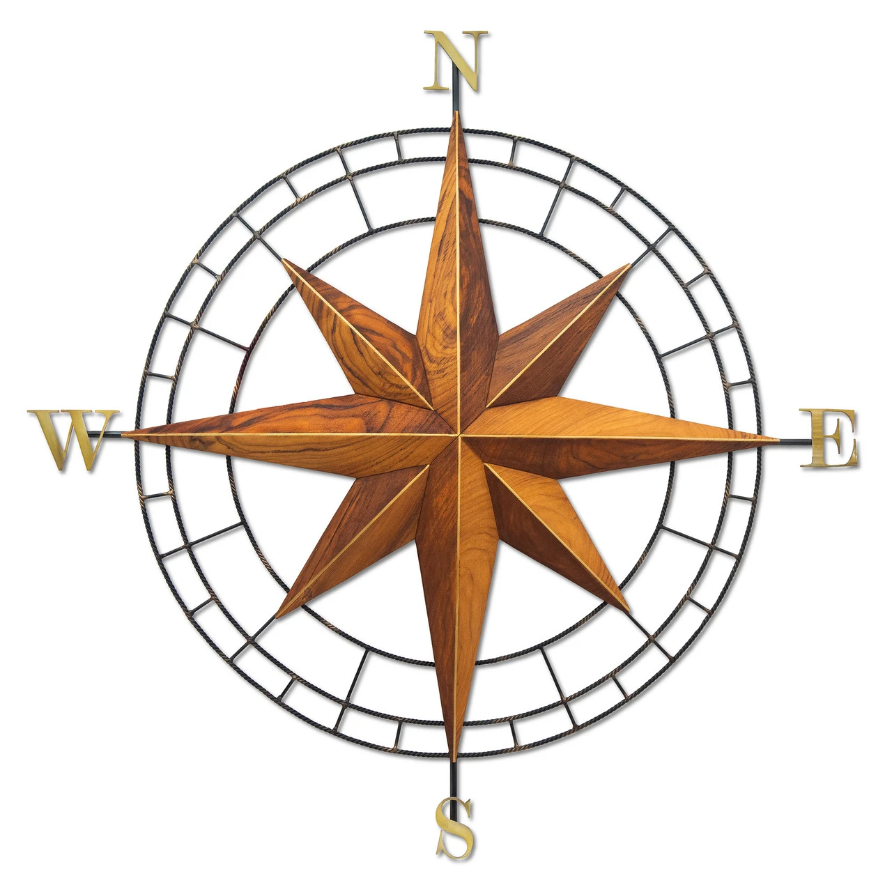Compass Rose Metal and Teak Wall Art MM410