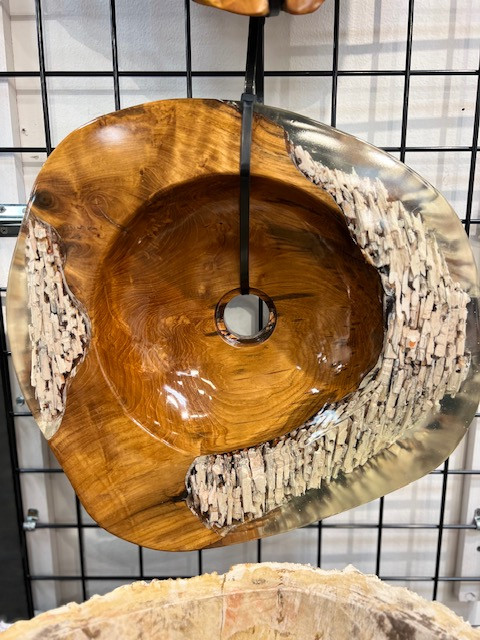 Teak Sink with Resin Inlay.