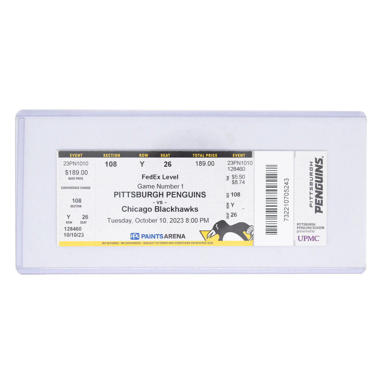 Pittsburgh Penguins vs Chicago Blackhawks Home Opener Ticket - 10/10/2023