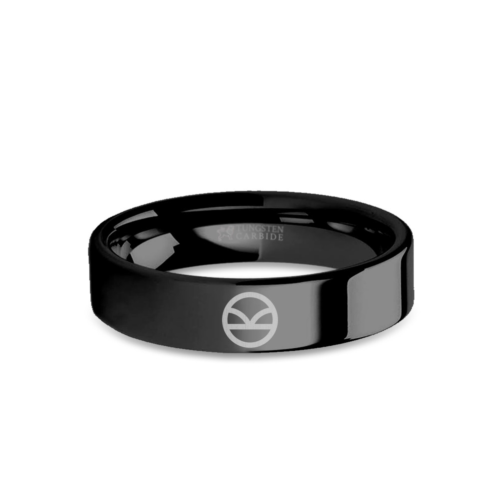 Kingsman Secret Service K Logo Engraved Black Tungsten Ring - Timeless ...