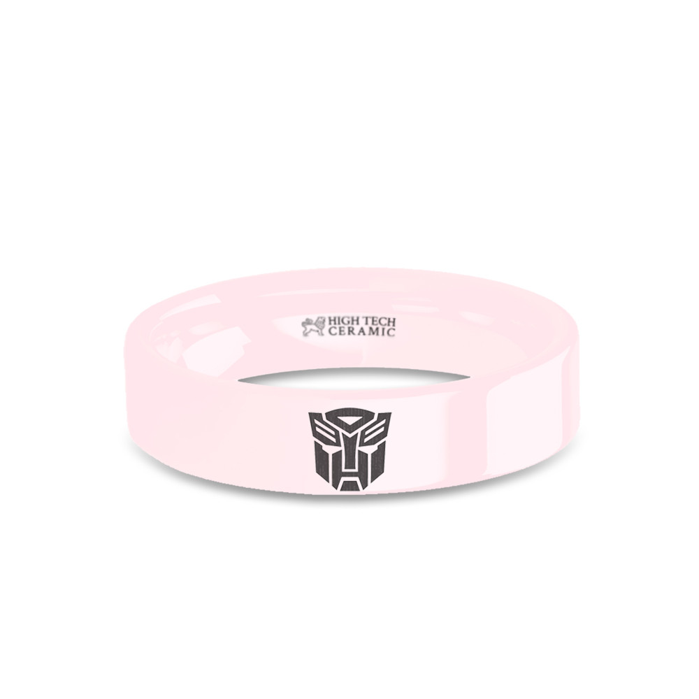 Transformers Autobots Emblem Engraved Pink Ceramic Wedding Ring ...