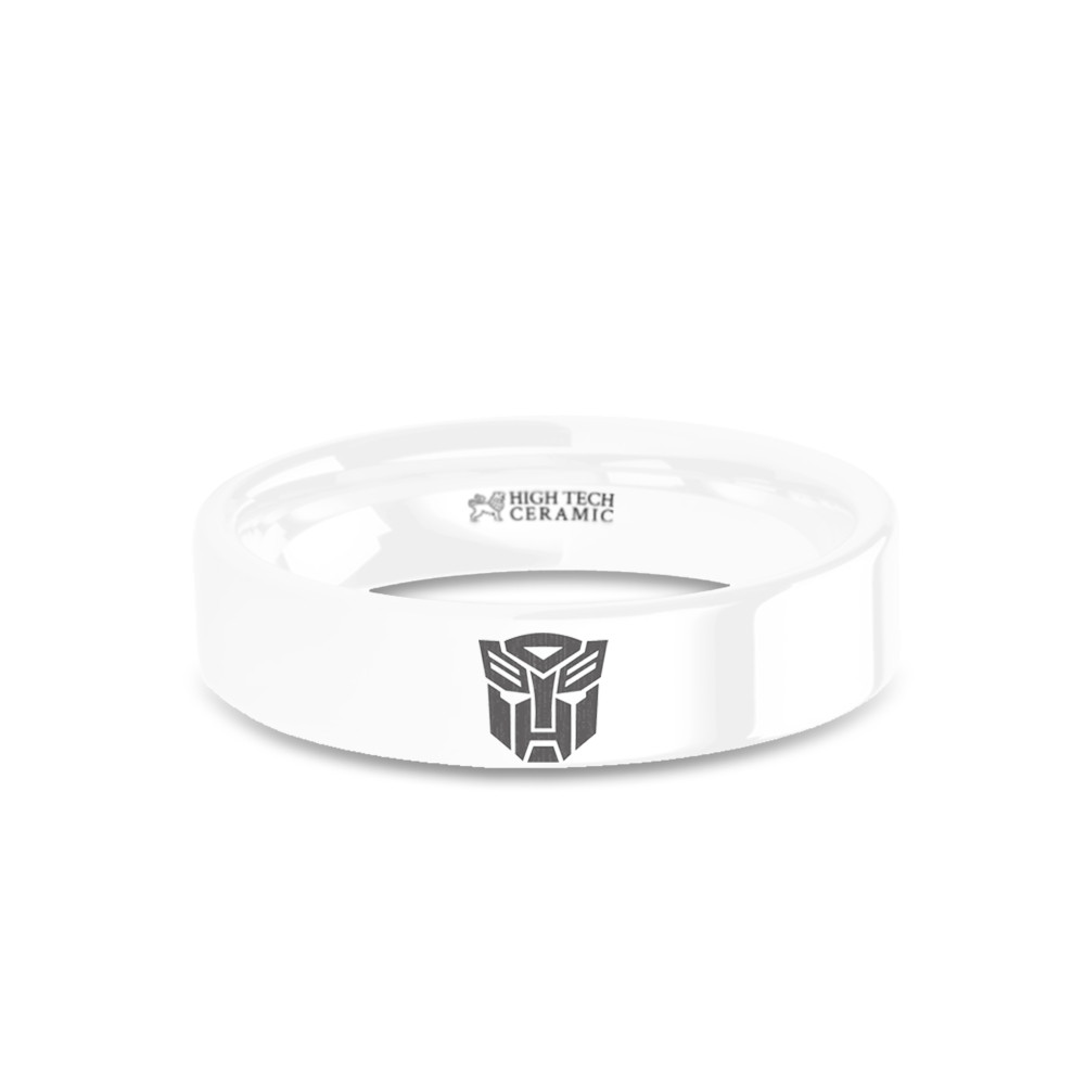 Autobots Transformers Insignia Engraved White Ceramic Ring - Timeless ...