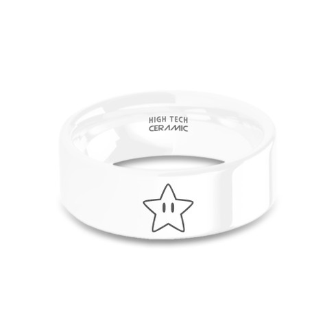 Invincible Starman Super Mario Engraved White Ceramic Ring - Timeless ...