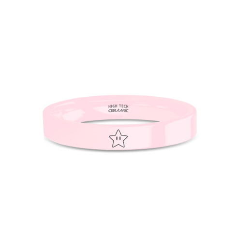 Invincible Starman Super Mario Engraved Pink Ceramic Wedding Band ...