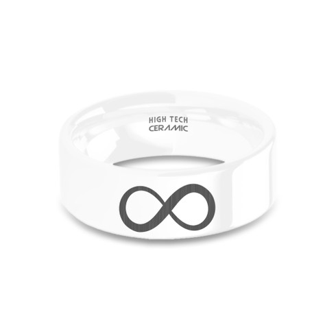 Infinity Forever Symbol Laser Engraved White Ceramic Wedding Band ...