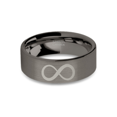 Infinity Symbol Laser Engraved Gunmetal Tungsten Ring, Brushed ...