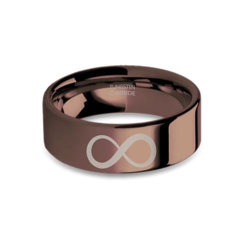 Infinity Math Symbol Engraved Polished Copper Brown Tungsten Ring ...