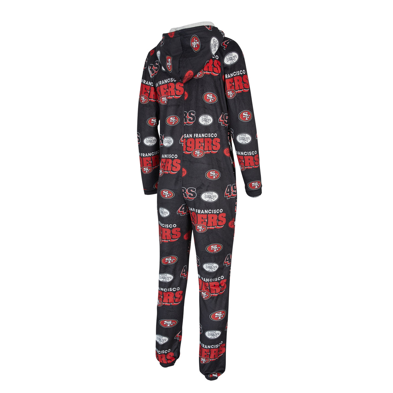San Francisco 49ers Mens Black and Red One Half Zip Union Sleeper with Hood