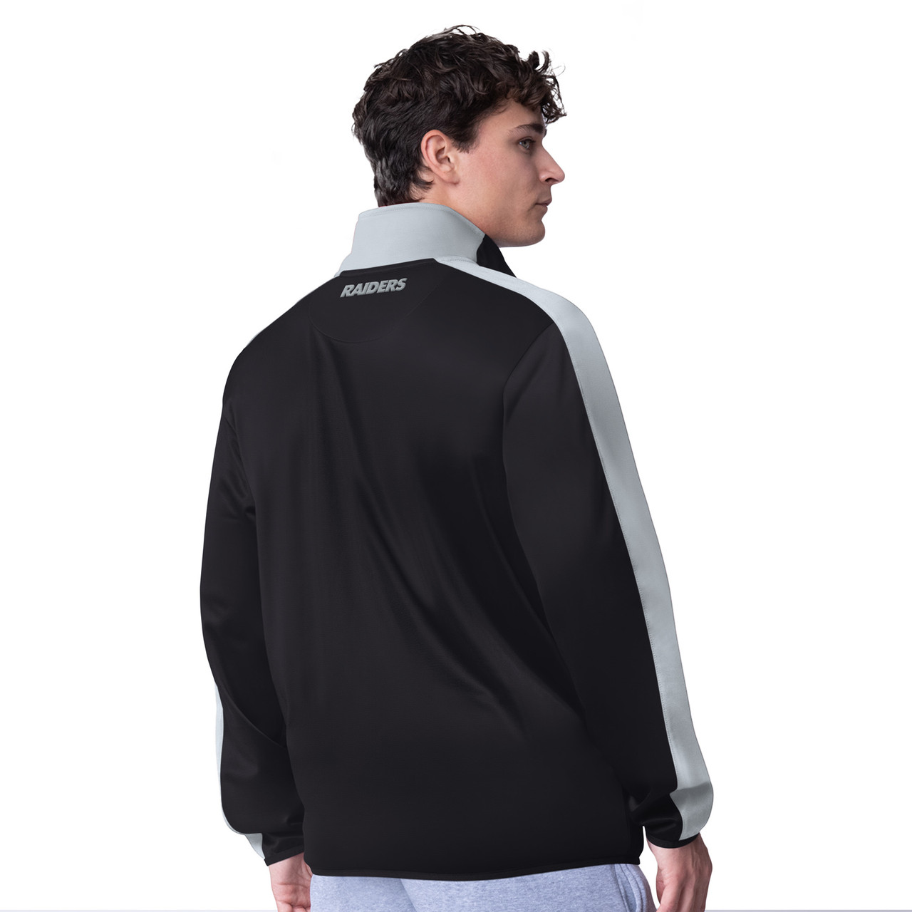 Las Vegas Raiders Mens Black and Grey Full Zip Crossover Track Jacket ...