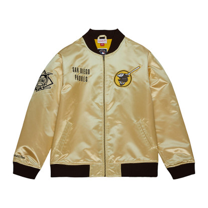 San Diego Padres Mens Mitchell and Ness Gold Two Sided Satin Jacket ...