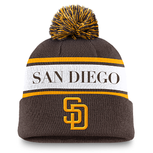 San Diego Padres Nike Brown and Gold Pom Pom Beanie with Team Name and ...