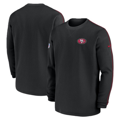 San Francisco 49ers Mens Black Nike Coach Crew Top with Left Chest Logo