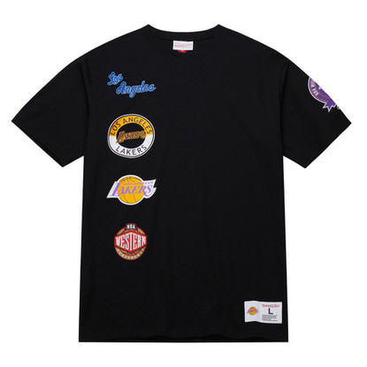 Los Angeles Lakers Mens Blackout Black Two Sided Multi Logo Shirt by ...