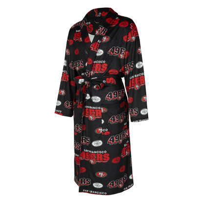 San Francisco 49ers Mens Black and Red Banded Robe with Pockets One ...