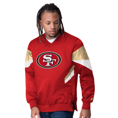 San Francisco 49ers Mens Red Striker V Neck Pullover with Full Chest ...