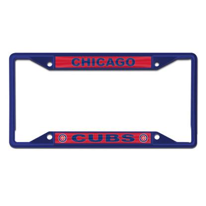 Chicago Cubs Blue and Red Inlaid Chrome License Plate Frame with Glossy ...