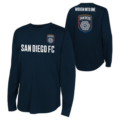 San Diego Football Club Youth Long Sleeve Tee Shirt Two Sided Navy ...